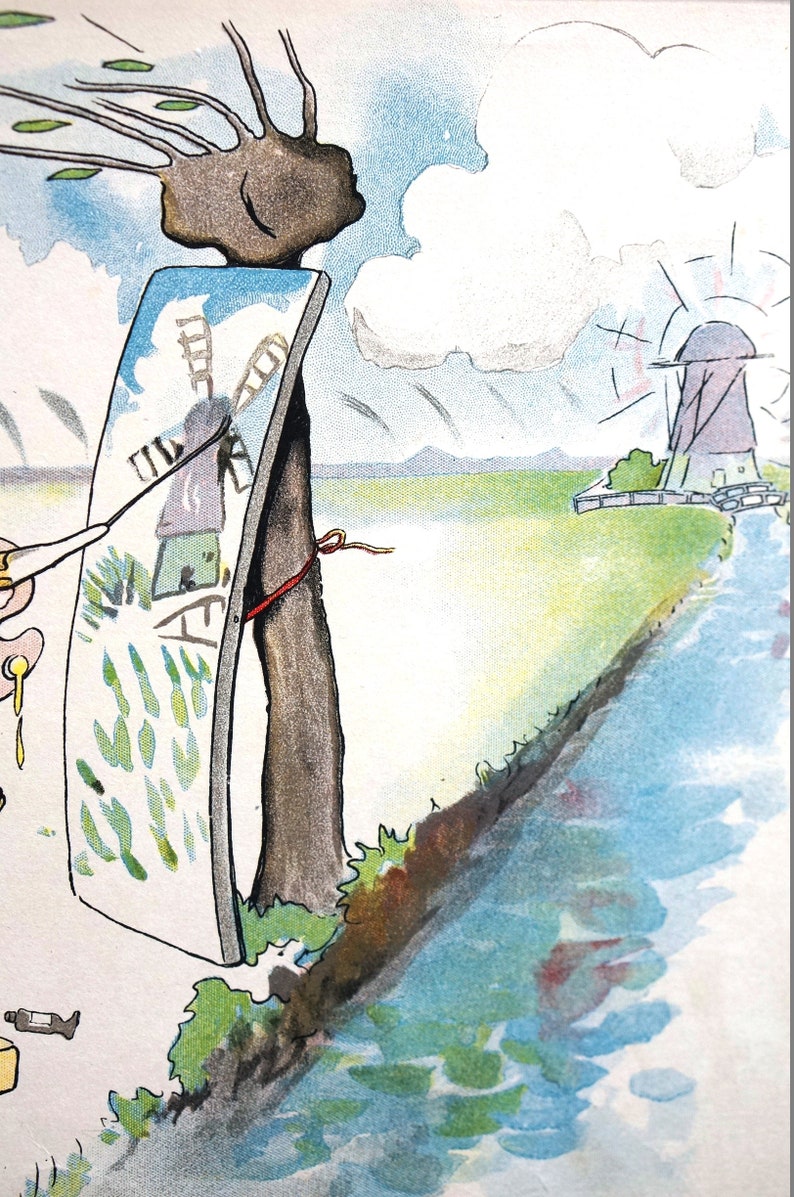 Artist in Holland 1904 Dutch Girl DOLL PAINTING WINDMILL Windy - Etsy