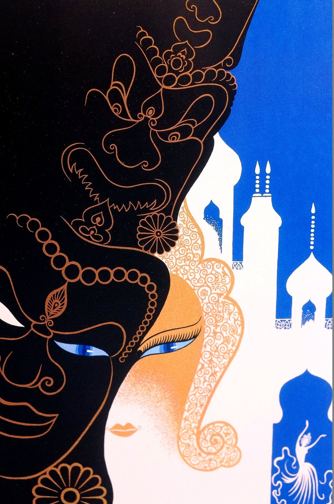 Erte Matted Print 1991 MASKS and MOSQUES Blue Eyes Persians Muslims ...