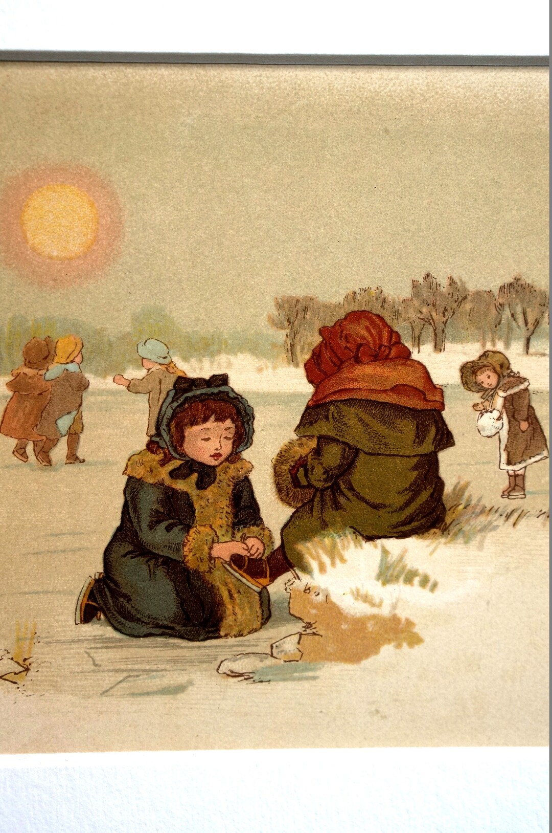 Sweet Victorian GIRLS PLAYING Ion SNOW on Ice 1890 Professionally ...