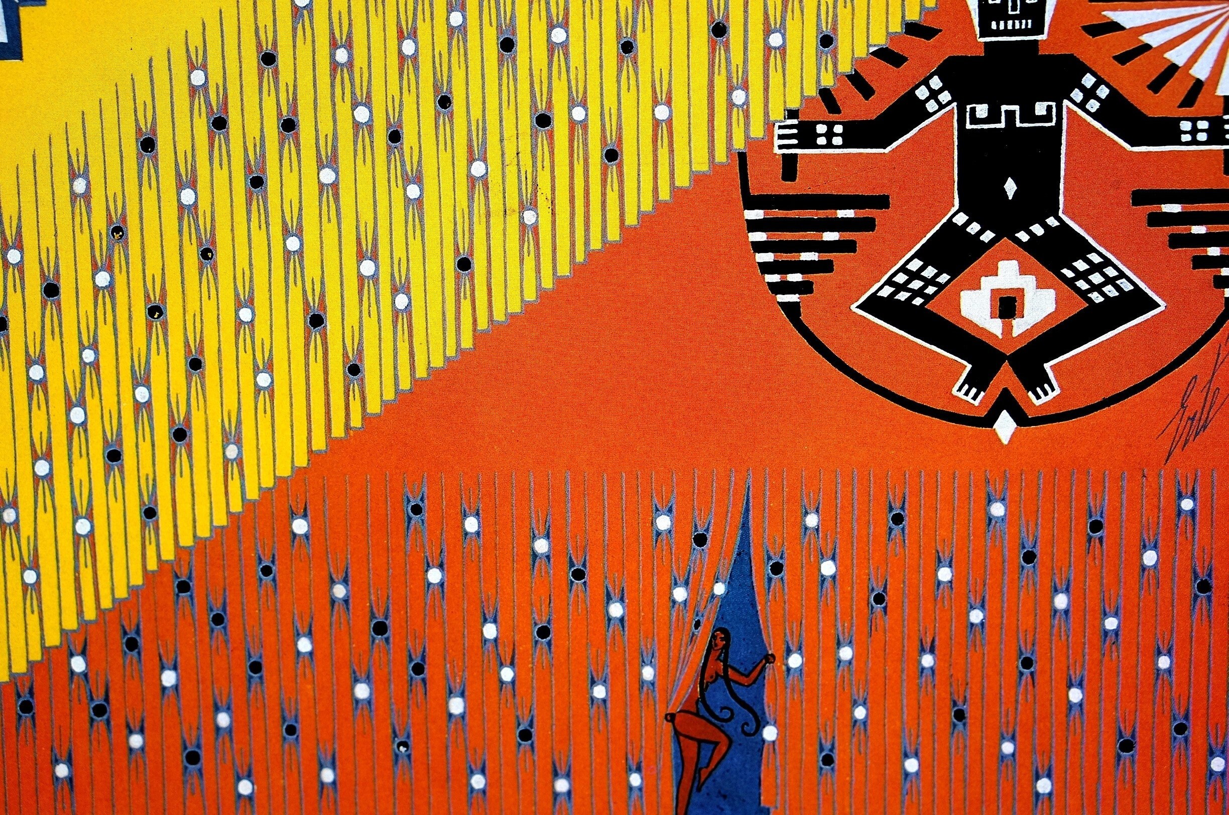 Erte Curtain INDIAN DAGGER DANCE 1989 Classic Erte Professionally ...