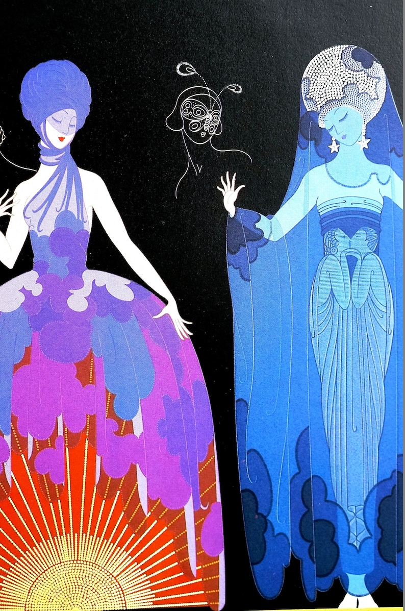 Erte Matted Print 1987 EVENING and NIGHT SUNDOWN Stars Gowns Costumes ...