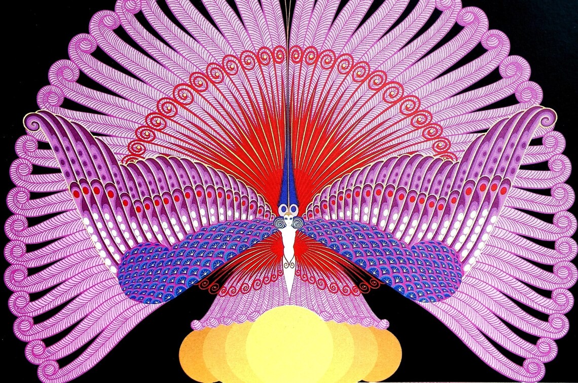 Erte Matted Print 1987 PHOENIX TRIUMPHANT BIRD Egyptian | Etsy