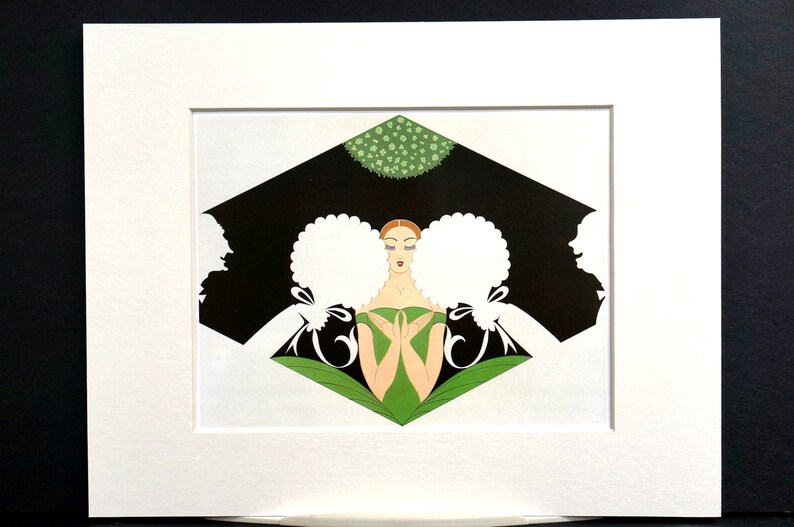Erte Matted Print 1982 the SUITORS BOYFRIENDS Girl With Many ADMIRERS ...