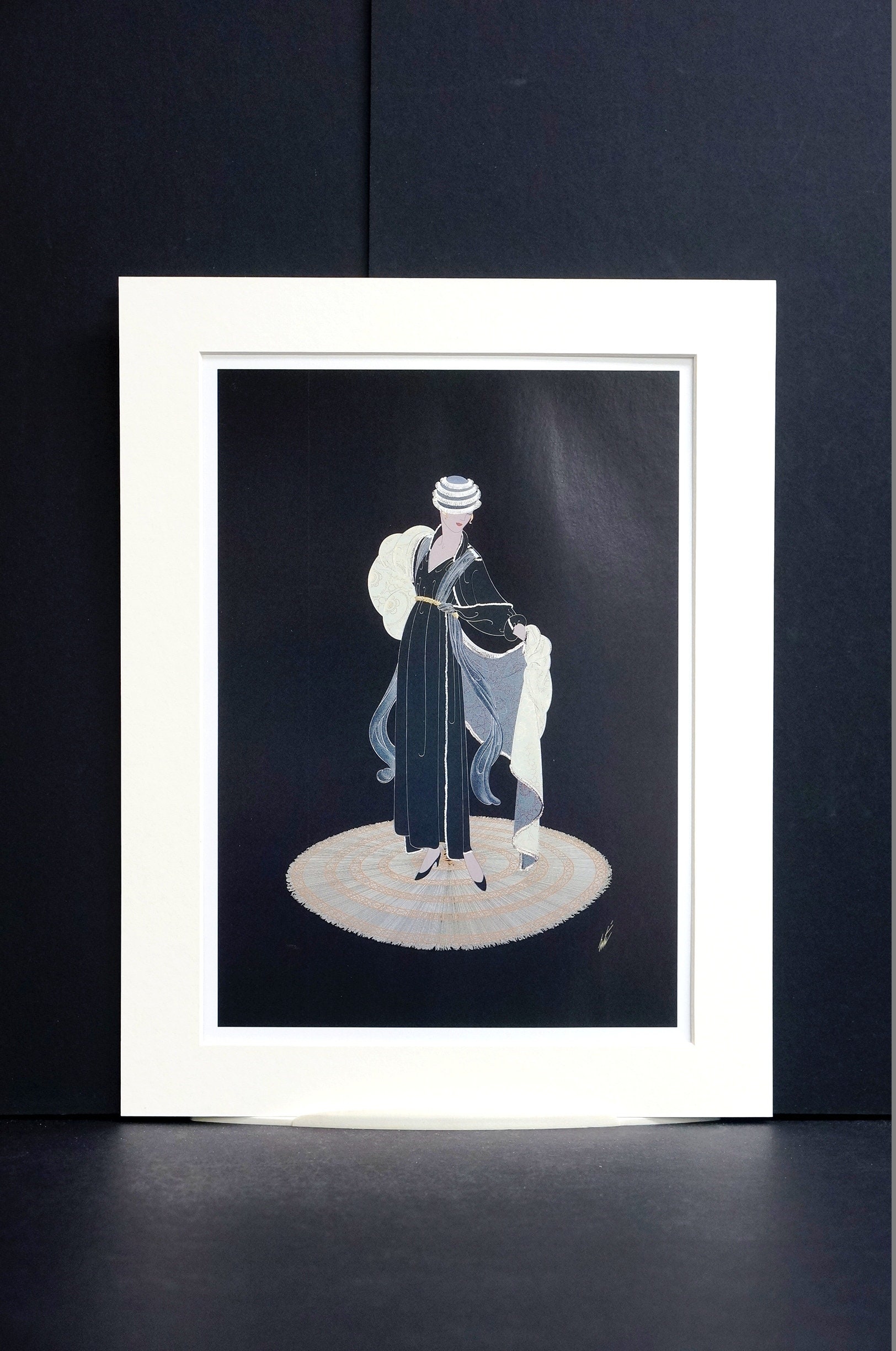 Erte Matted Print 1991 WINTER in PARIS FRANCE Black Velvet and Fur ...