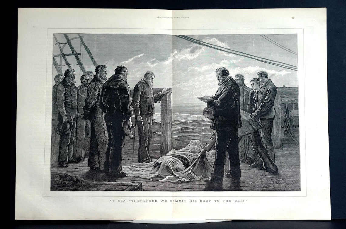 Burial at Sea 1877 DEATH of SAILOR PRAYER Commit Body to Deep | Etsy
