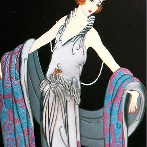 Erte Matted Print 1987 GALA Dress for OPERA THEATER Cocktails Flapper ...