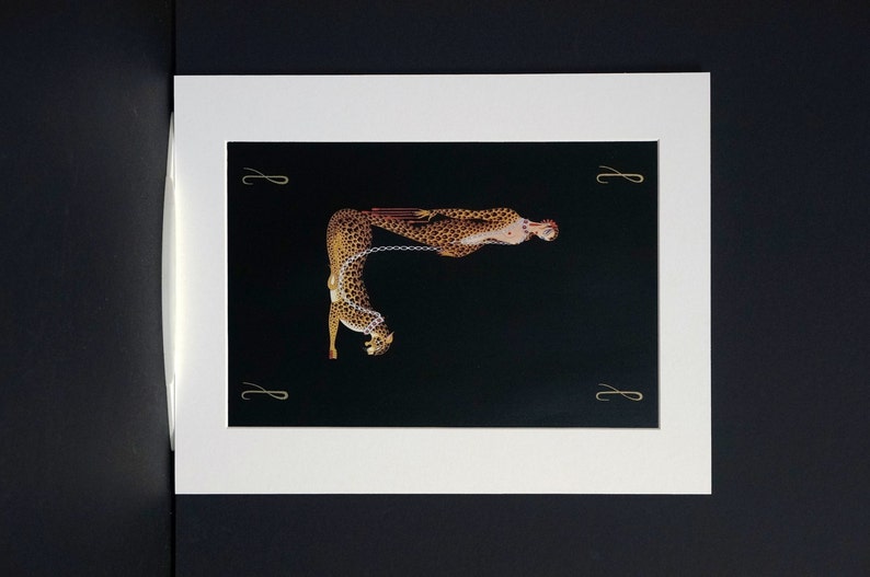 Erte 1982 Letter L ALPHABET SERIES Lady and Leopard | Etsy