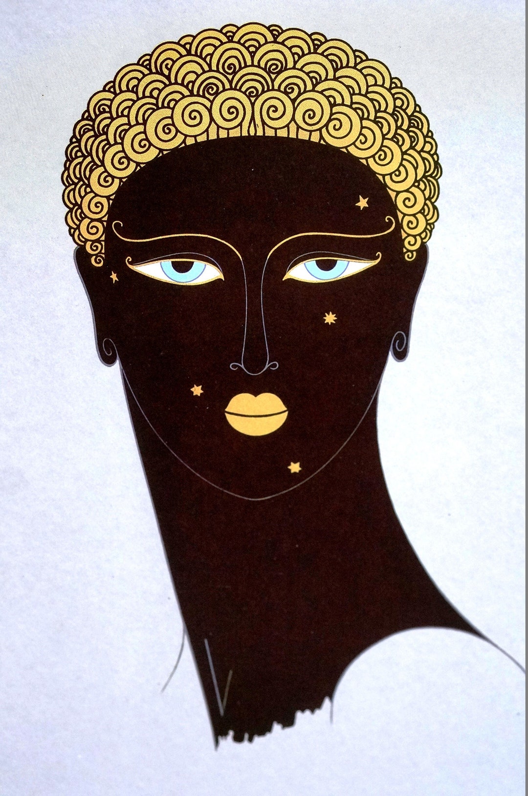 Erte 1982 - QUEEN of SHEBA - NUBIAN Princess Black Face Big Blue Eyes ...
