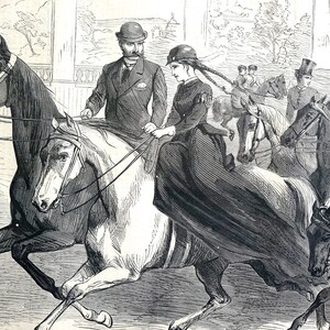 Victorian Riding School 1869 Lady HORSEBACK RIDER SIDESADDLE Side ...