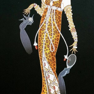 Erte Matted Print 1987 JULIET in LEOPARD CAT Animal Print Gown With ...