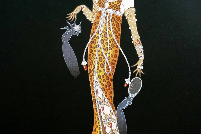 Erte Matted Print 1987 JULIET in LEOPARD CAT Animal Print Gown - Etsy