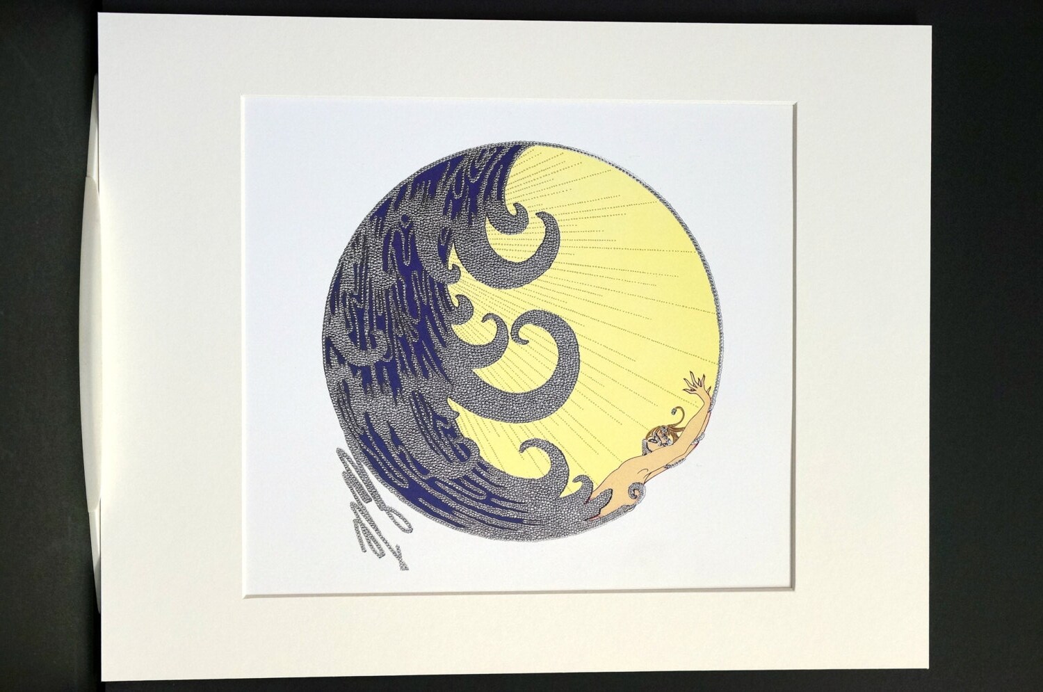 Erte 1982 the WAVE Matted Print Beautiful Erte MERMAID - Etsy