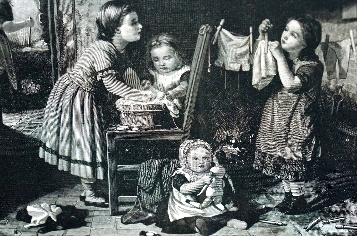 Children Washing Clothes 1881 WASH Tub WASHING DAY Dolls - Etsy