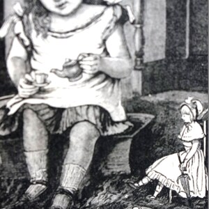Child Afternoon Tea 1888 Little Girl Playing W DOLLS and TEA SET ...