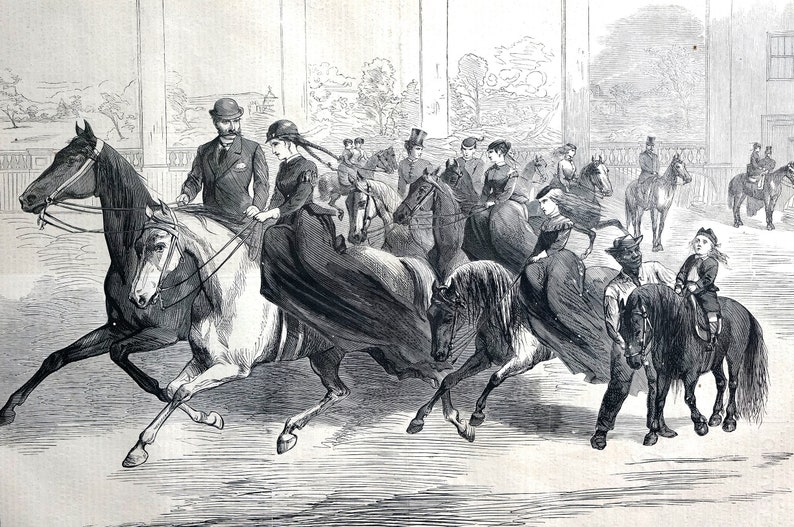 Victorian Riding School 1869 Lady HORSEBACK RIDER SIDESADDLE | Etsy