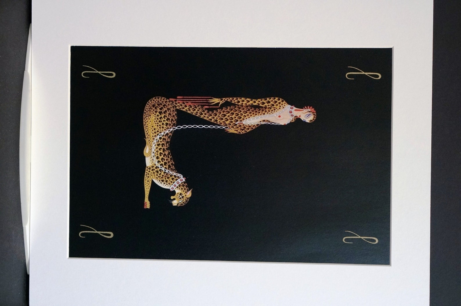 Erte 1982 Letter L ALPHABET SERIES Lady and Leopard - Etsy