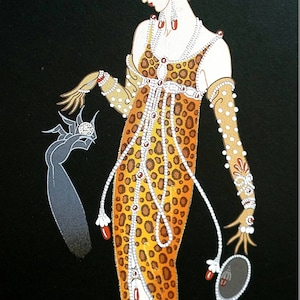Erte Matted Print 1987 JULIET in LEOPARD CAT Animal Print Gown With ...