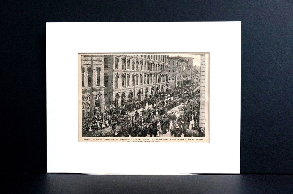 Broad Street Atlanta Georgia 1886 JEFFERSON DAVIS School Children Throw ...