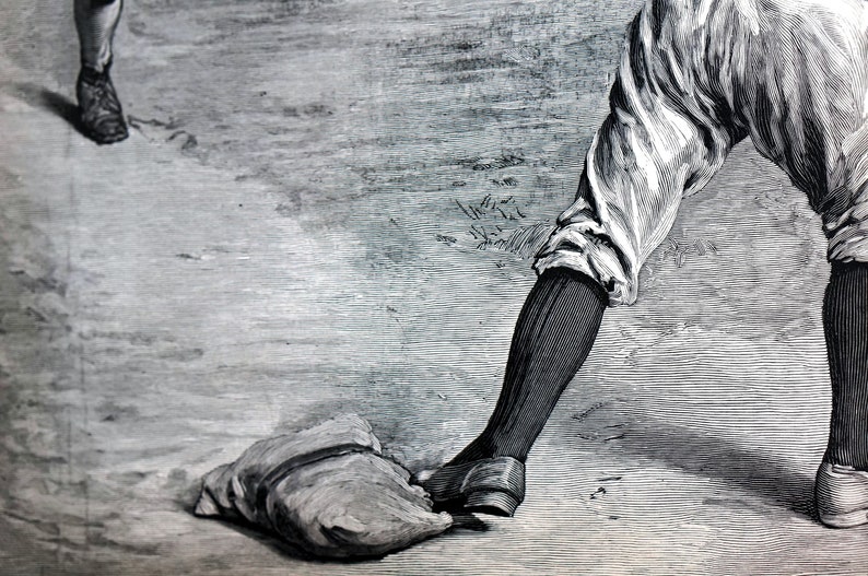 Baseball Game 1887 THROWN OUT on SECOND Team Batter Pitcher Catcher ...