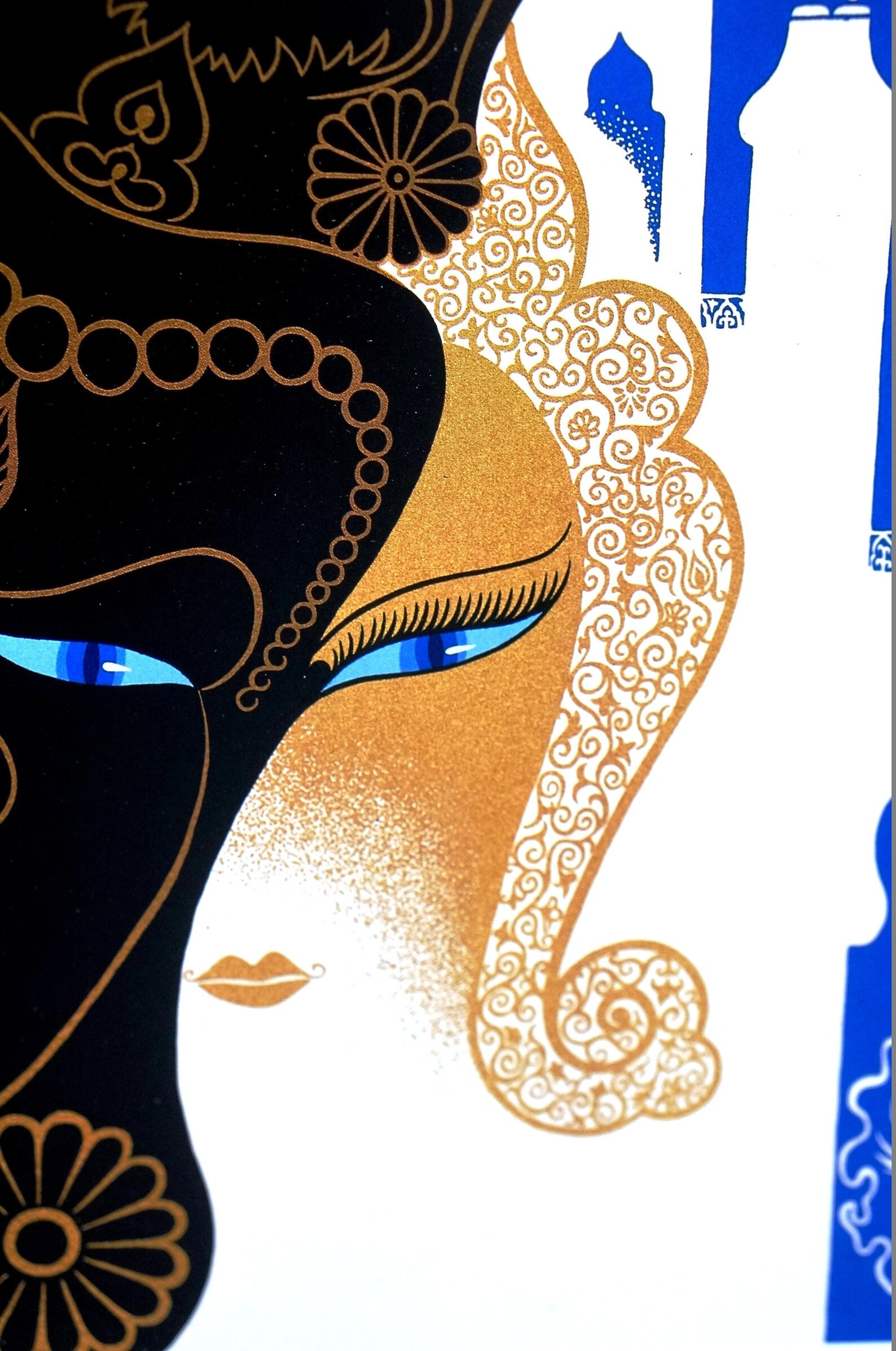 Erte Matted Print 1991 MASKS and MOSQUES Blue Eyes Persians Muslims ...