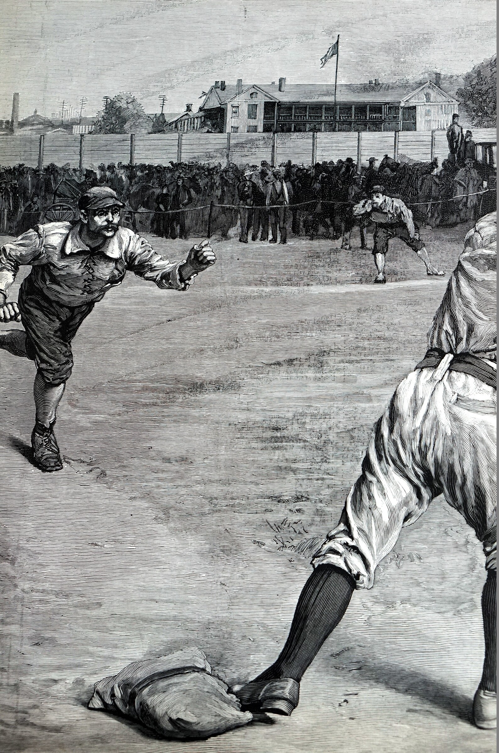 Baseball Game 1887 THROWN OUT on SECOND Team Batter Pitcher Catcher ...