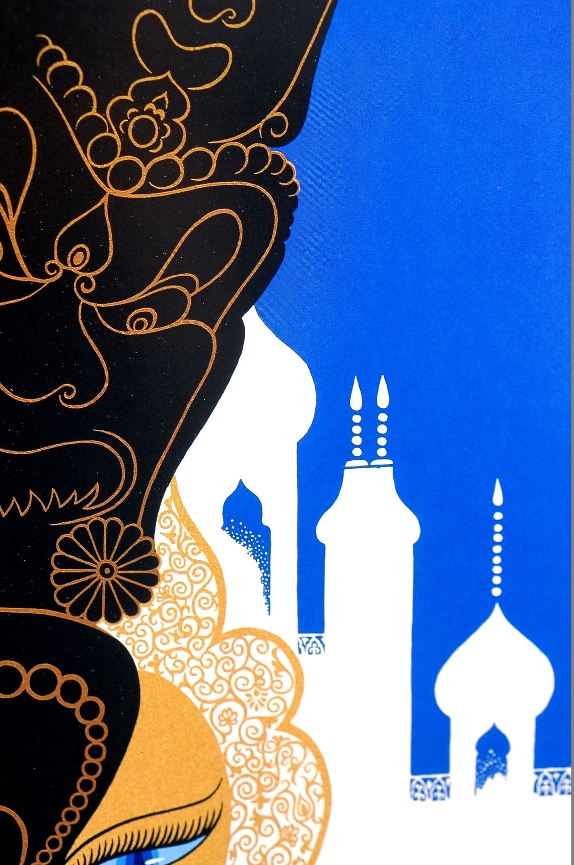 Erte Matted Print 1991 MASKS and MOSQUES Blue Eyes Persians | Etsy