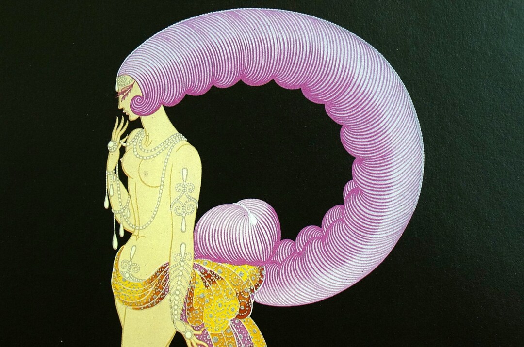 Erte 1982 - Letter R - ALPHABET SERIES - Sexy Showgirl Pink Feather ...