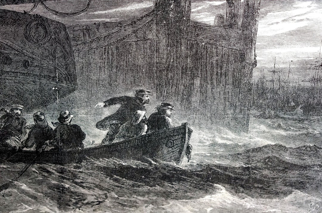 River Boat Police 1869 POLICEMEN RIVER-POLICE on Lookout Smugglers ...