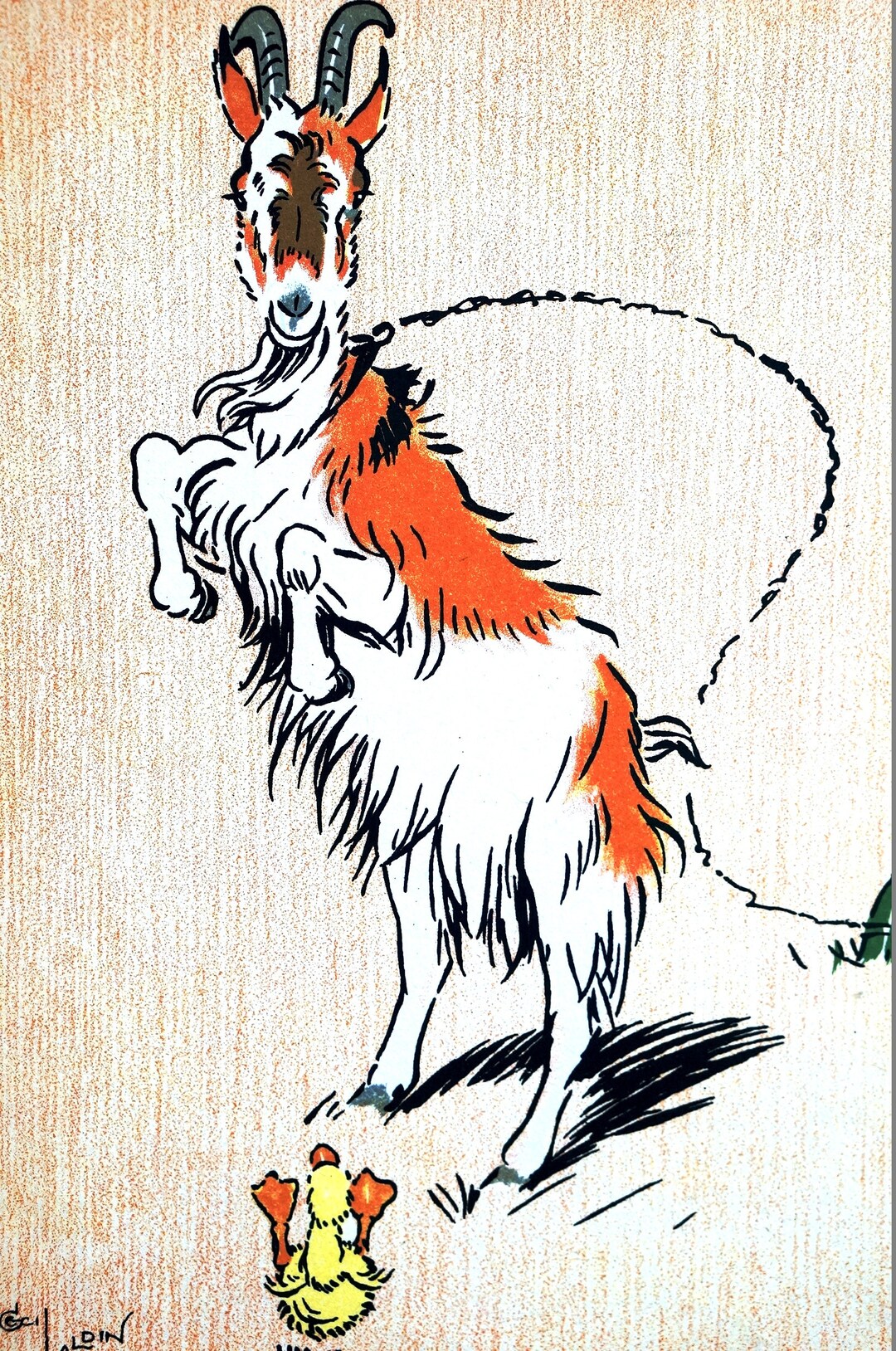 Cecil Aldin Baby DUCK and BILLY GOAT Playmates 1910 Ducking Bird ...