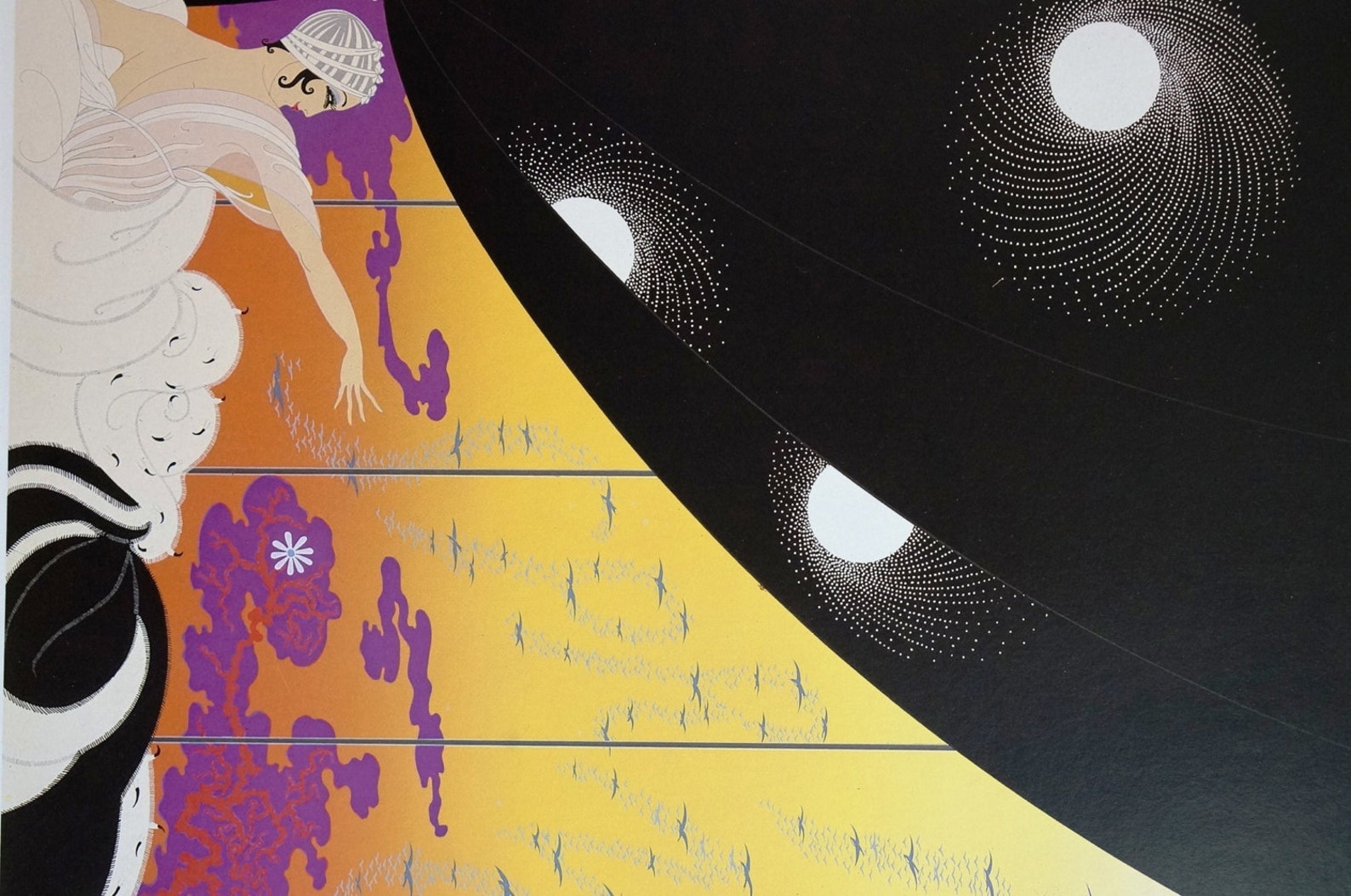 Erte 1982 COMING of SPRING Birds on Horizon Sunrise GIRL in - Etsy