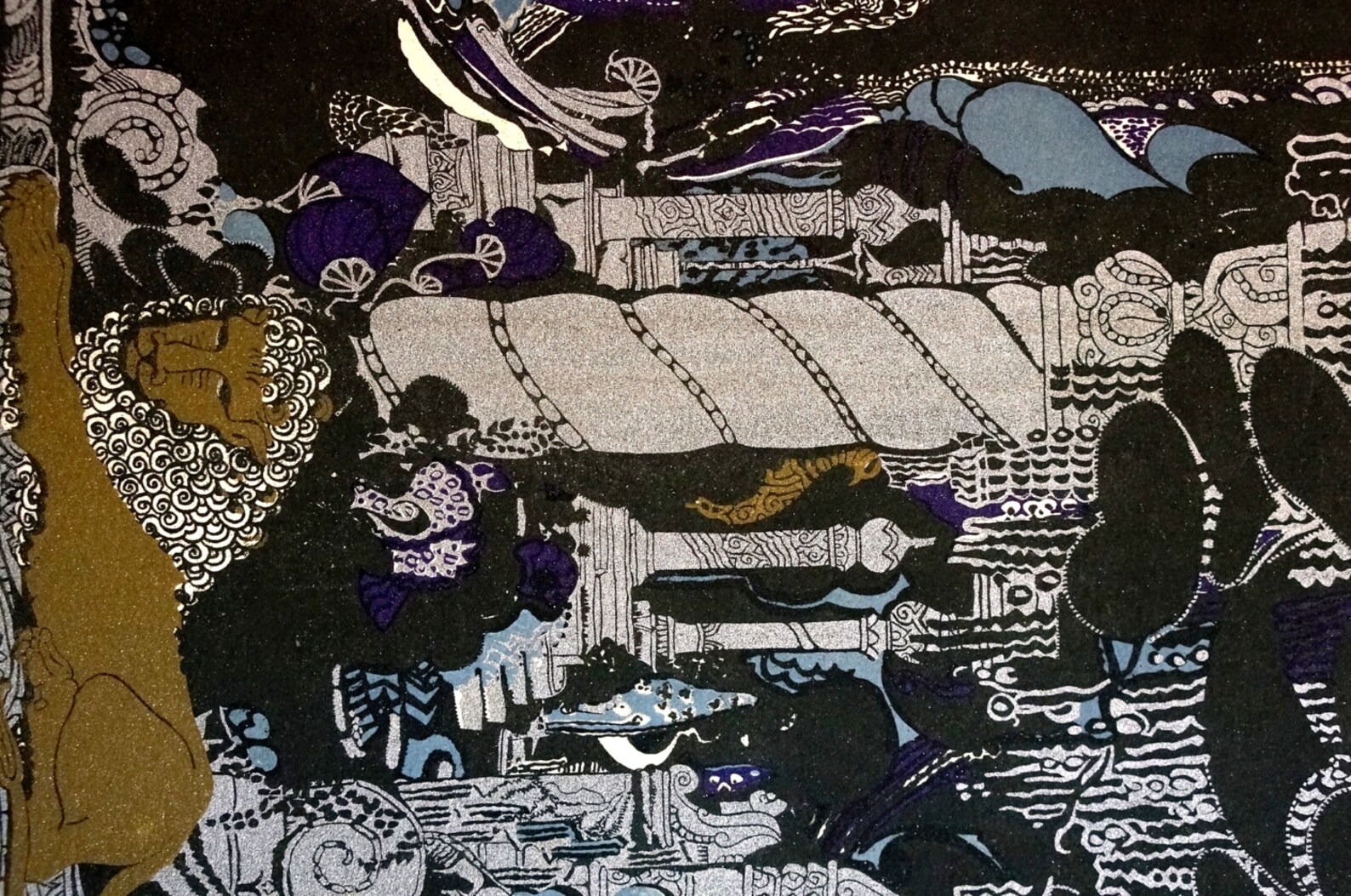 Anne Fish - Ltd Ed 1922 - LION PROTECTING PALACE- Silver Metalic Art ...