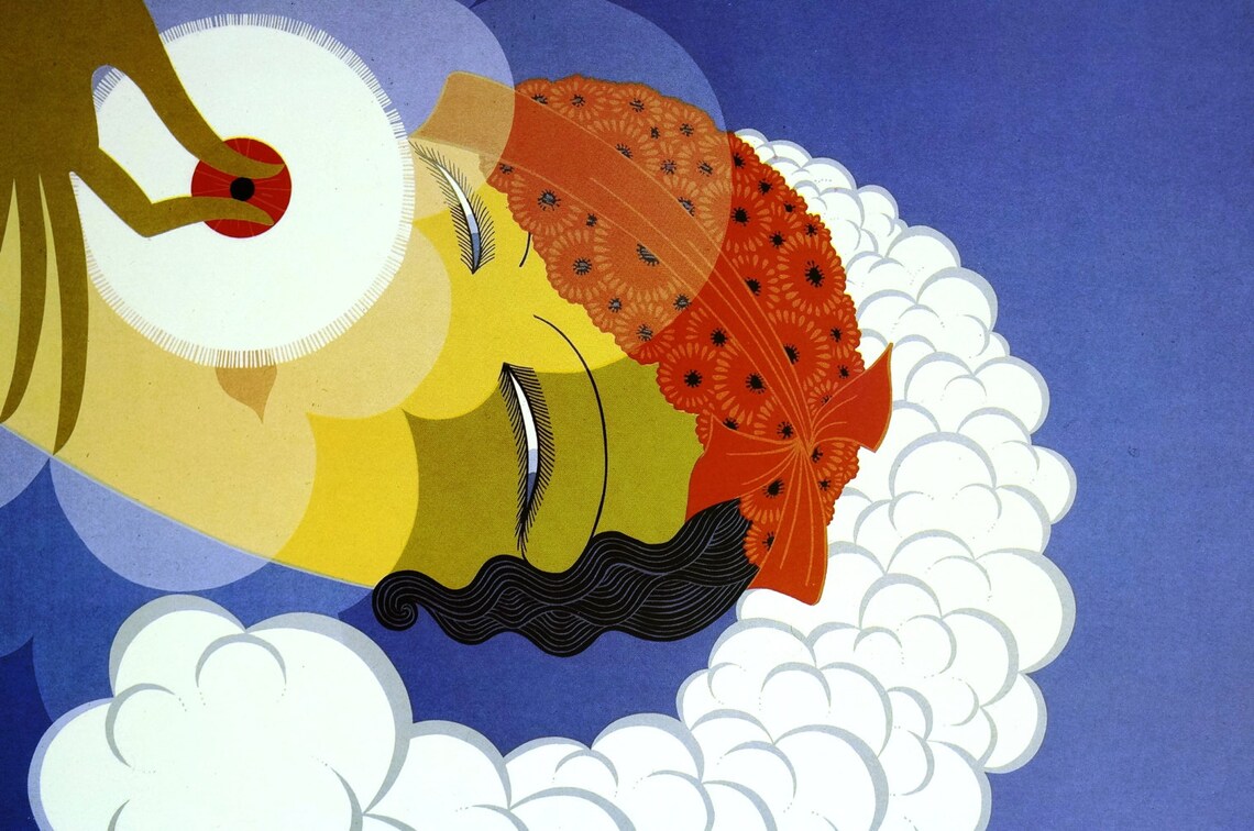 Erte 1982 MAKE-UP Pretty Lady w Powder PUFF Roaring | Etsy