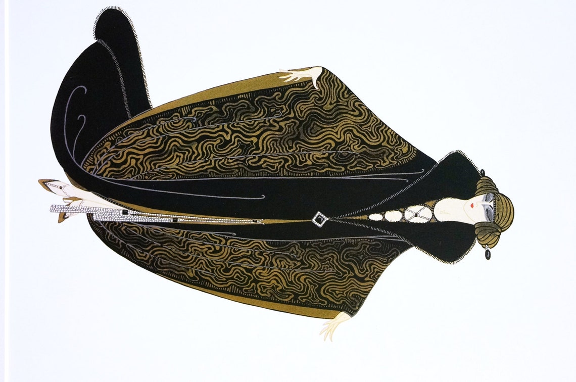 Erte Matted Print 1982 the GOLDEN CLOAK Erte Opera Cape - Etsy