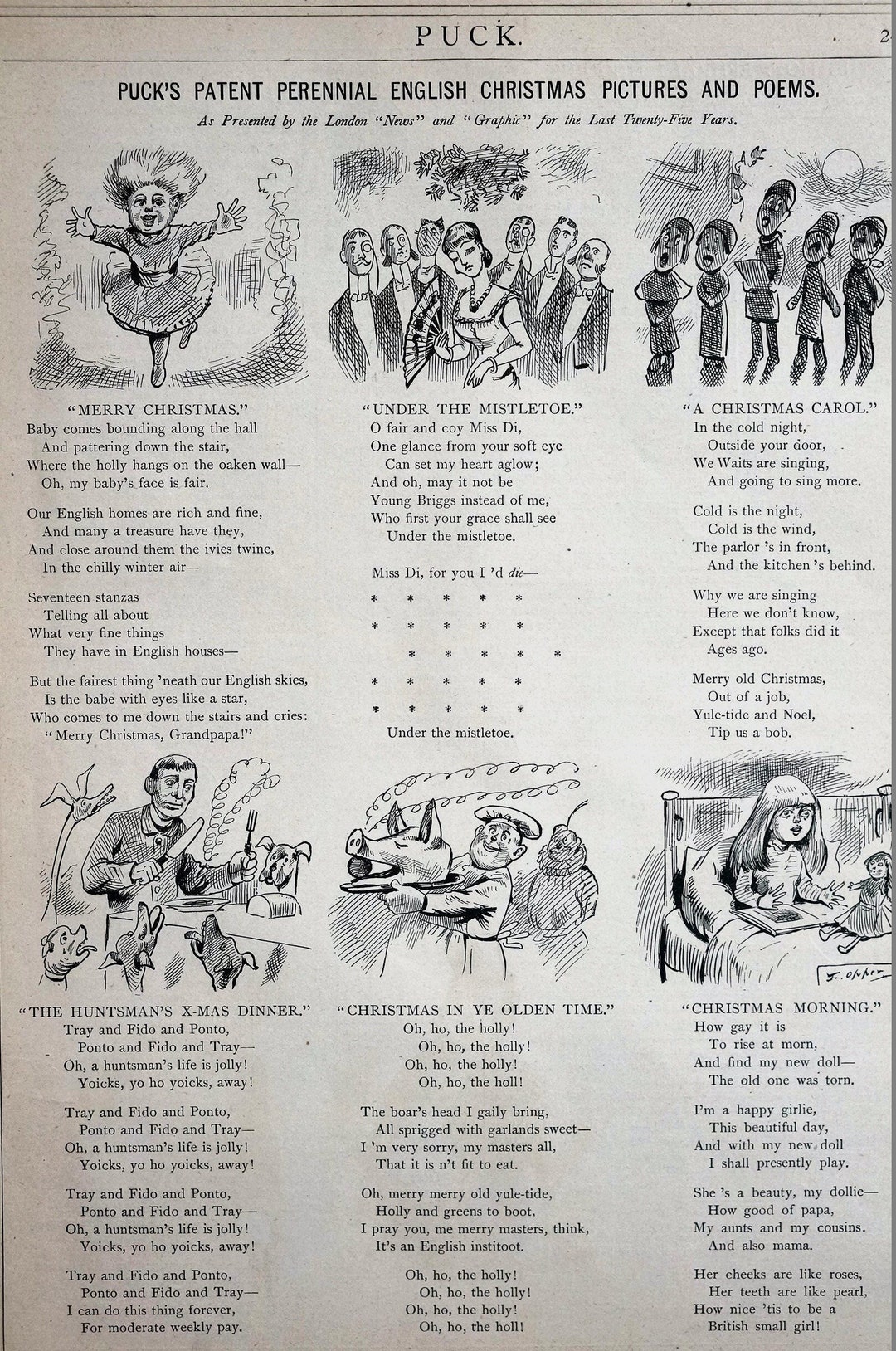Merry Christmas Poems 1883 MISTLETOE CAROL MORNING Dinner Ye Olden ...