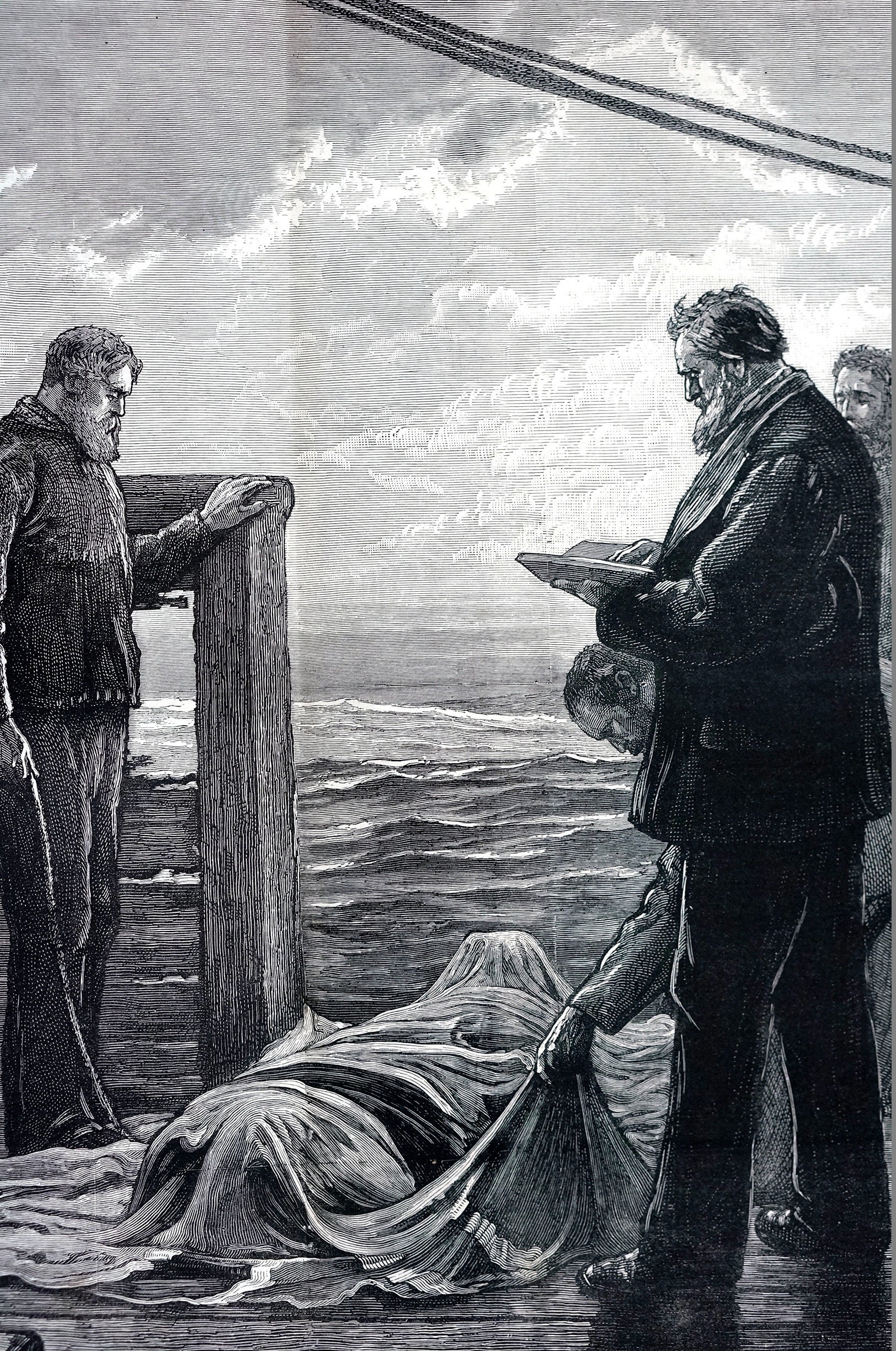 Burial at Sea 1877 DEATH of SAILOR PRAYER Commit Body to Deep Religious ...