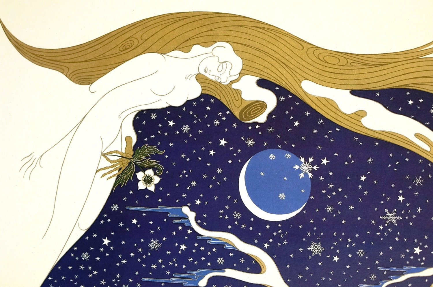 Erte Matted Print 1982 SEASONS WINTER Fashion Nude Lady | Etsy