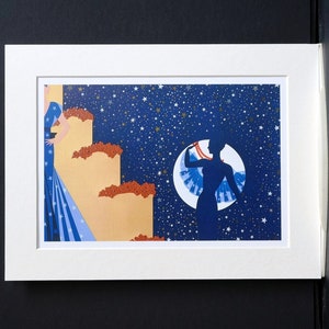 Erte 1991 - STAR SPANGLED NIGHT Stars Moon Moonlight Patriotic Art Blue ...