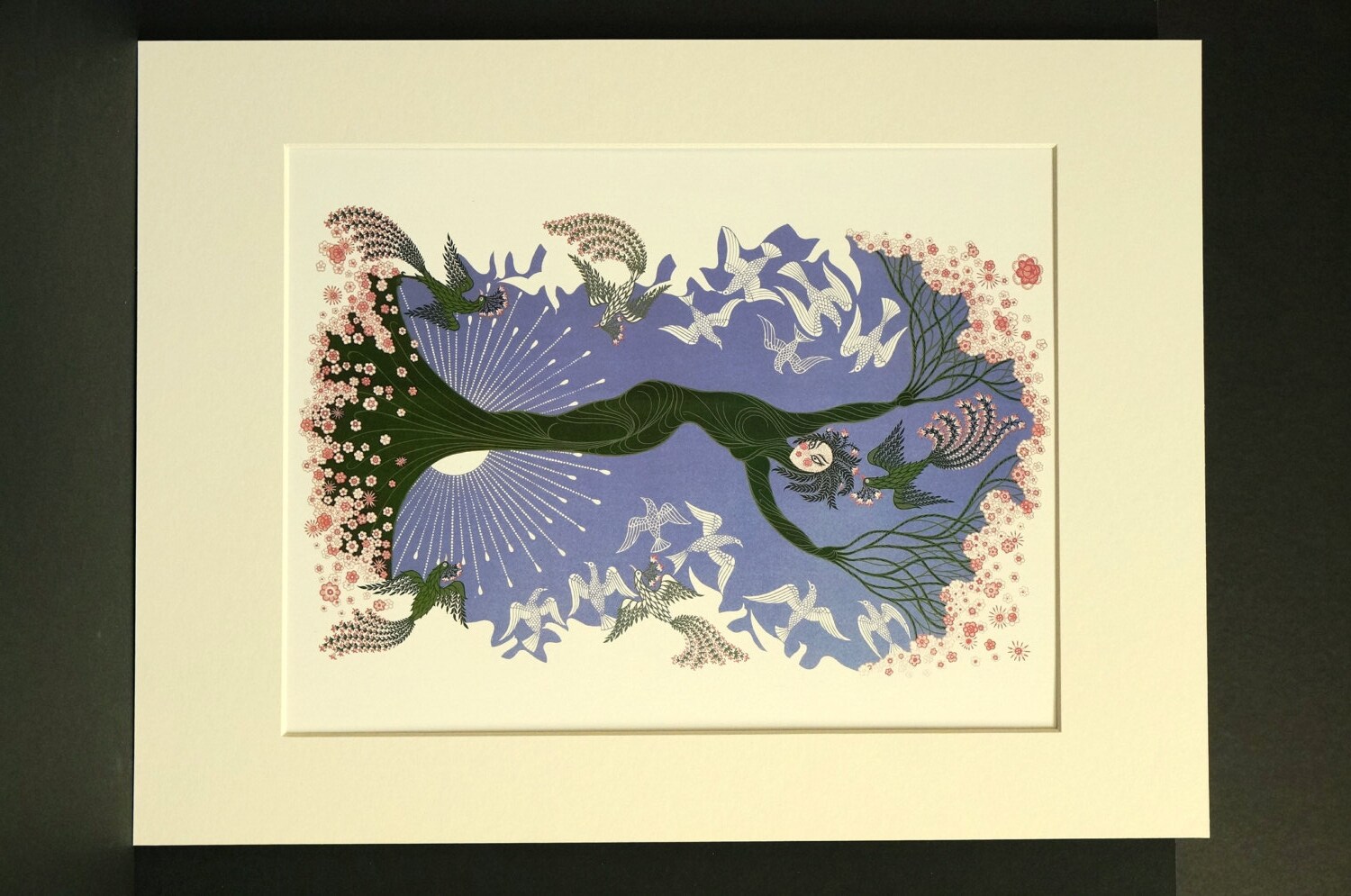 Erte Matted Print 1982 - SEASONS SPRING Fashions Birds FLOWER Garden ...