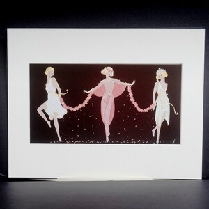 Three BALLET DANCERS Erte 1991 PRINTEMPS Pretty Girls With Pink Flowers ...