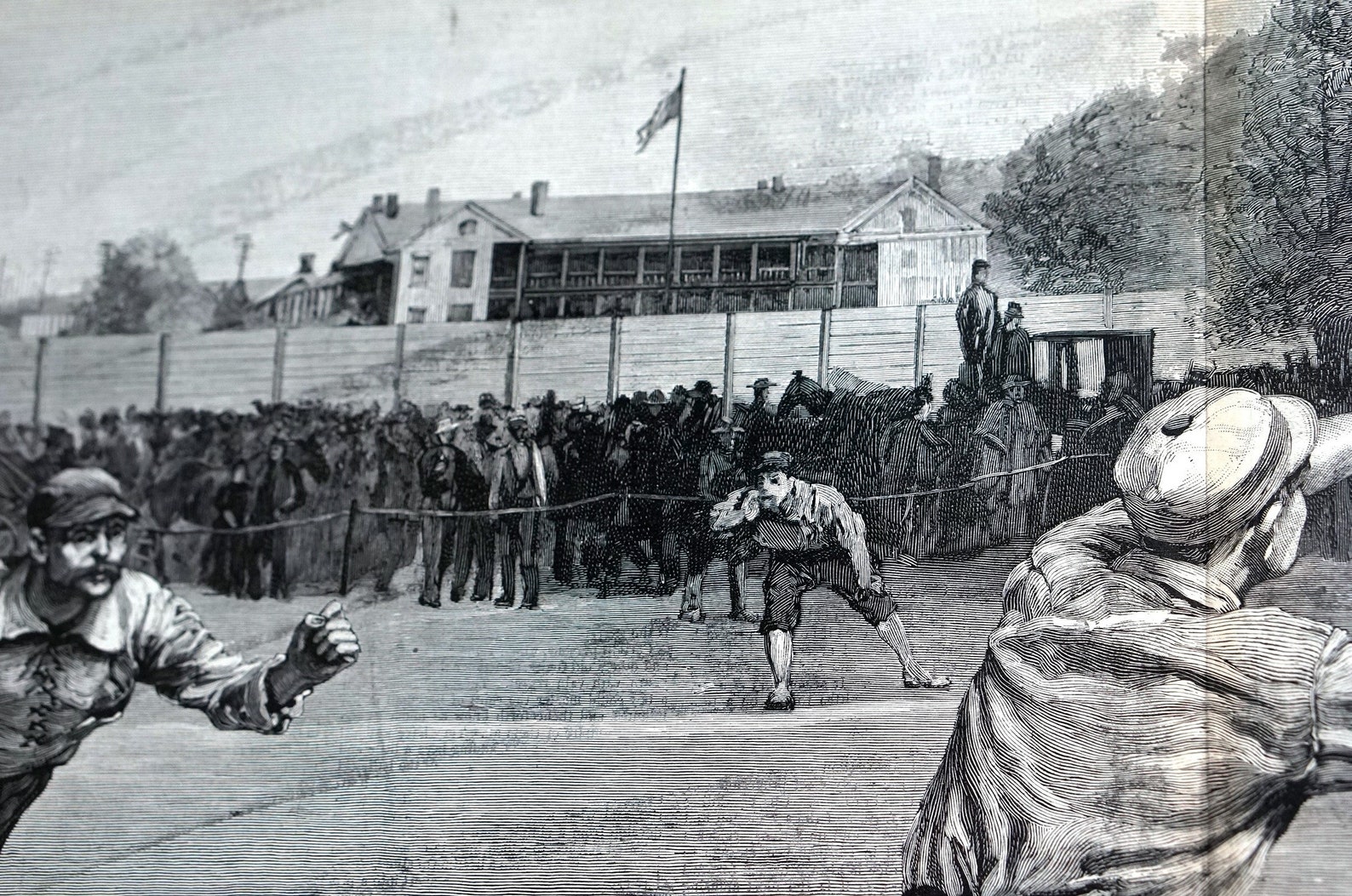 Baseball Game 1887 THROWN OUT on SECOND Team Batter Pitcher Catcher ...
