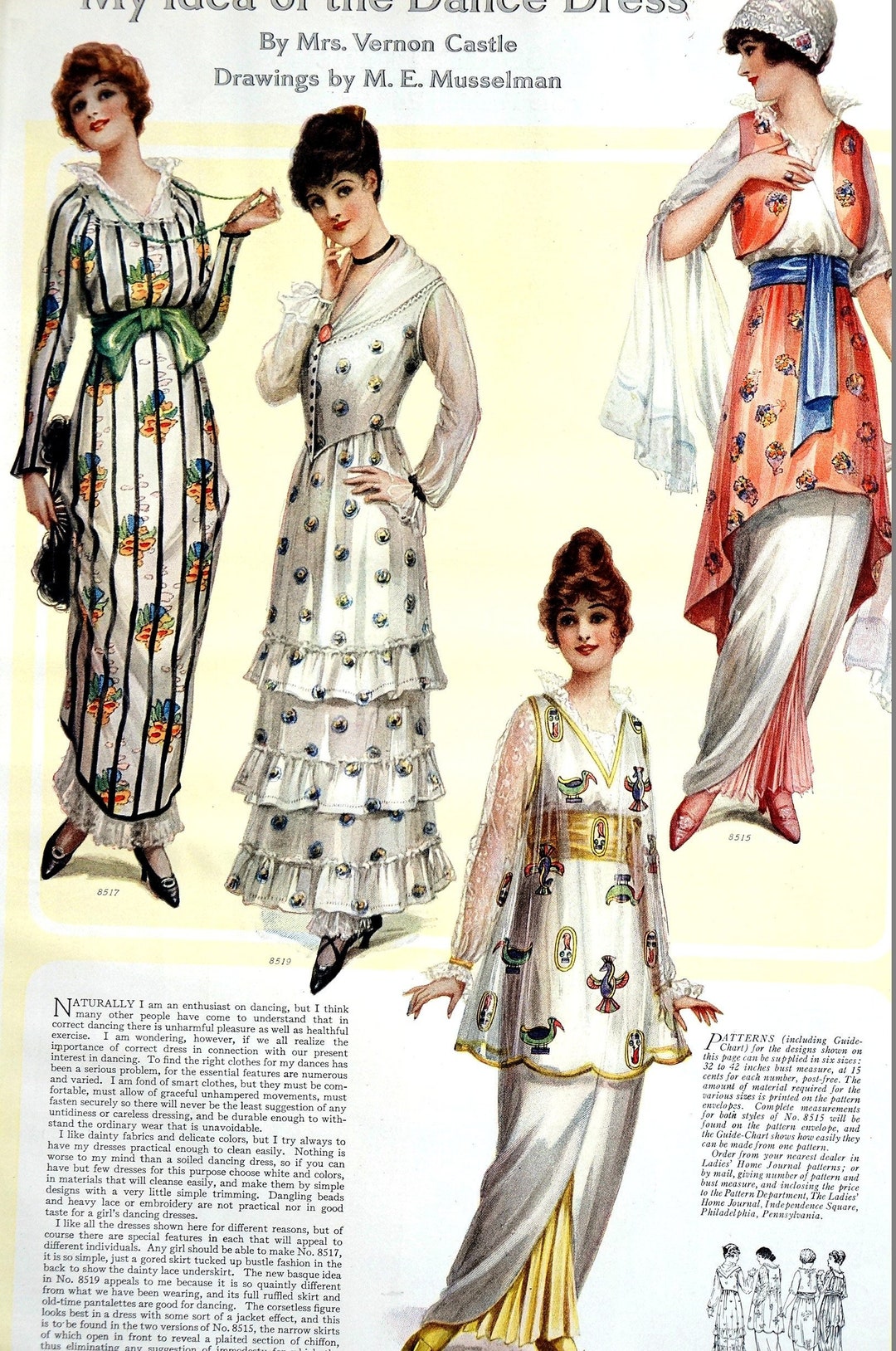 Edwardian Ladies Fashion 1914 DANCE DRESSES by Vernon Castle Musseman ...