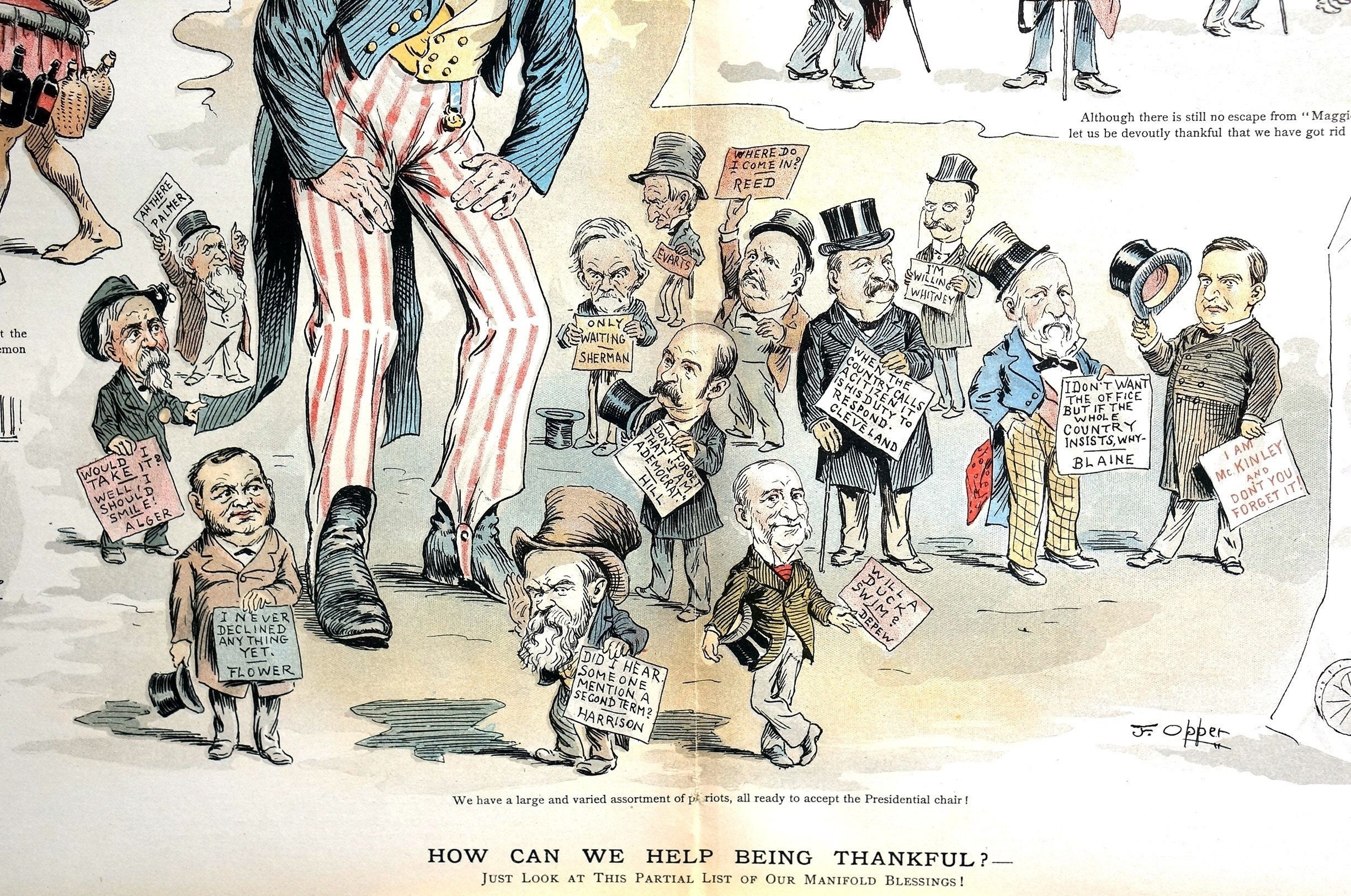Thanksgiving Blessings 1891 UNCLE SAM Prohibition Tin Industry Crooked ...
