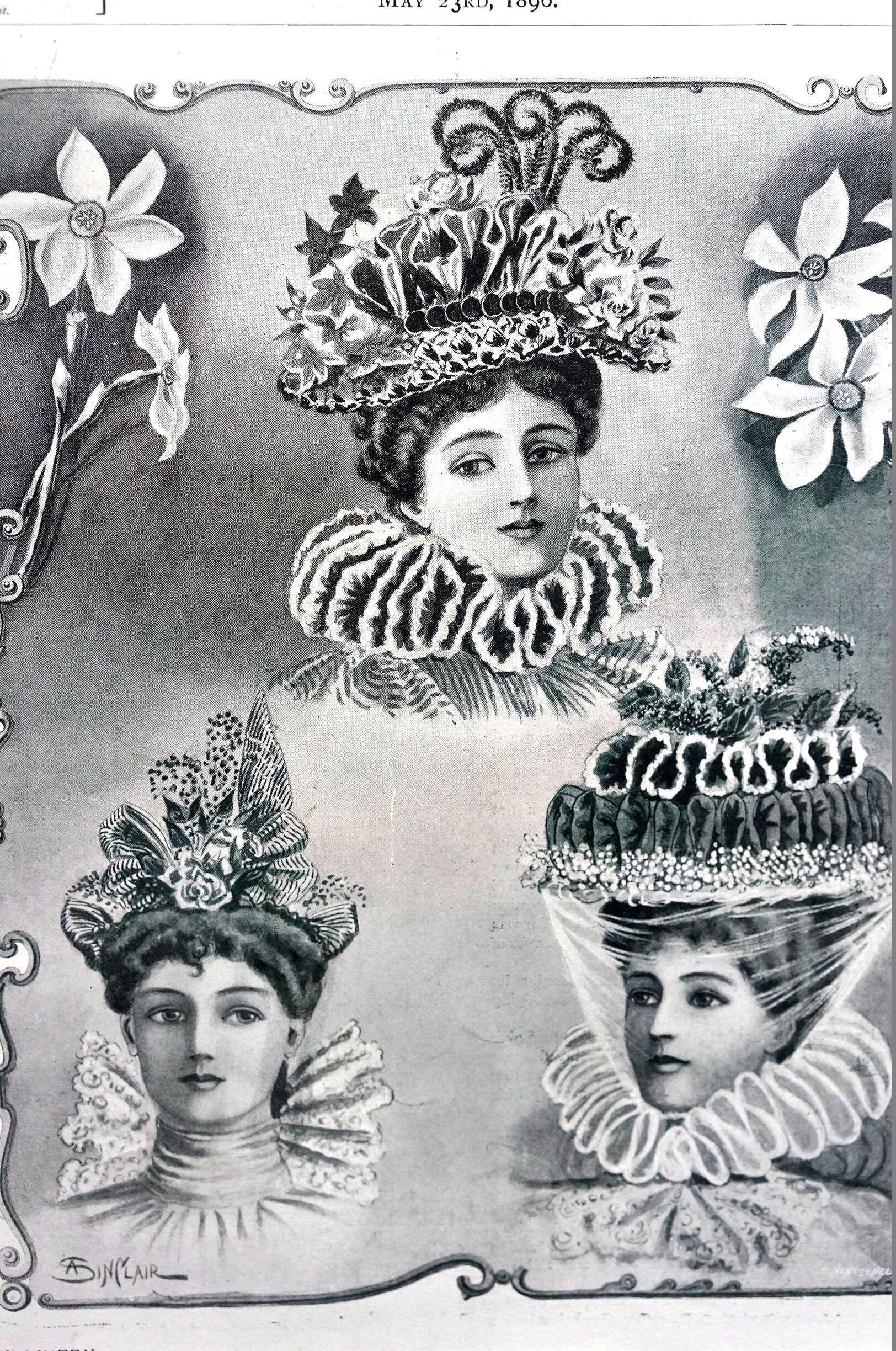 Victorian Millinery HATS 1896 Lace Flowers and Ruffles Edwardian Ladies ...