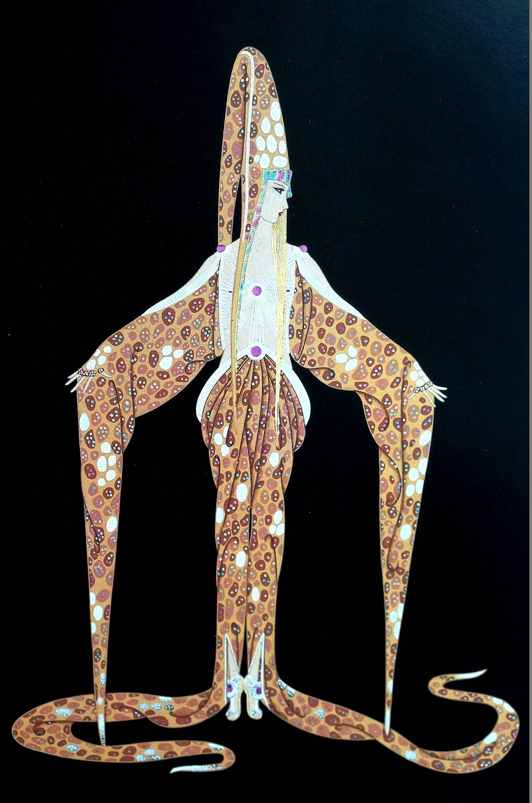 Erte Matted Print 1987 STARFISH STAR FISH Costume Headdress Gown ...