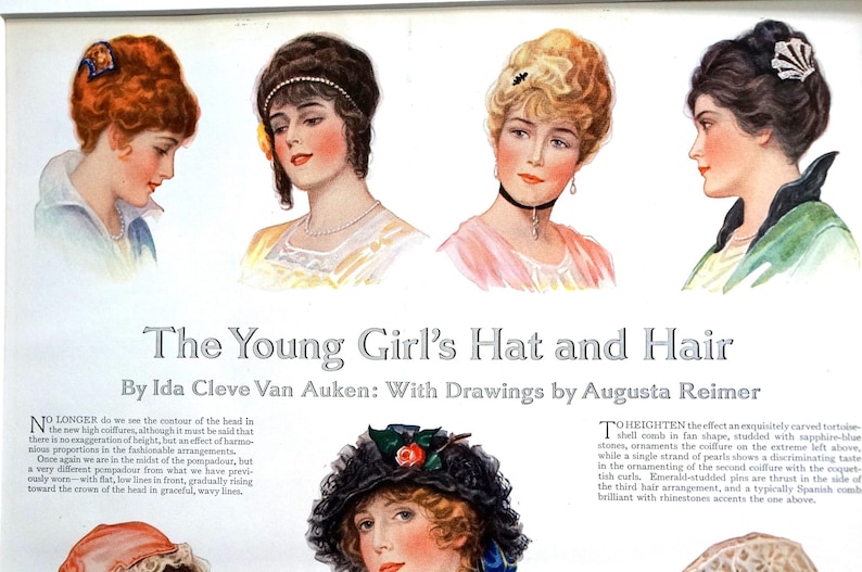 Victorian Hats and Hair Styles 1914 POMPADOUR YOUNG GIRLS Coiffures ...