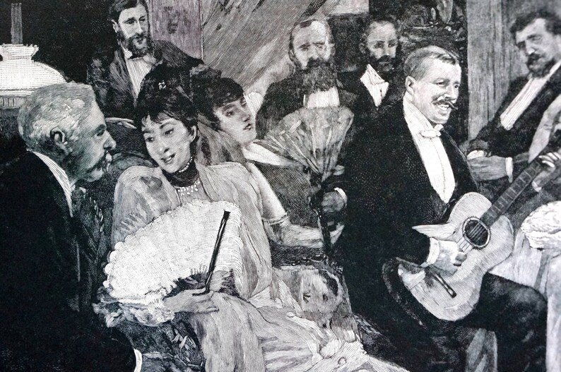 Guitar Music Player 1899 VICTORIAN PARTY MUSICAL Chason a La | Etsy