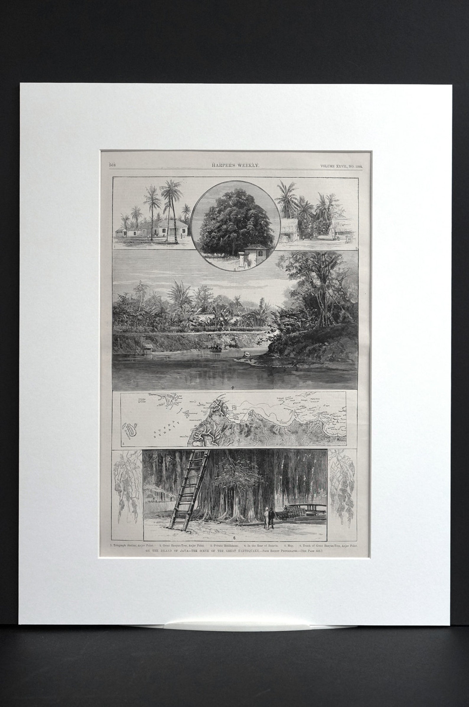 Java Island Indonesia MAP 1883 ANJER POINT Batavia Banyan | Etsy