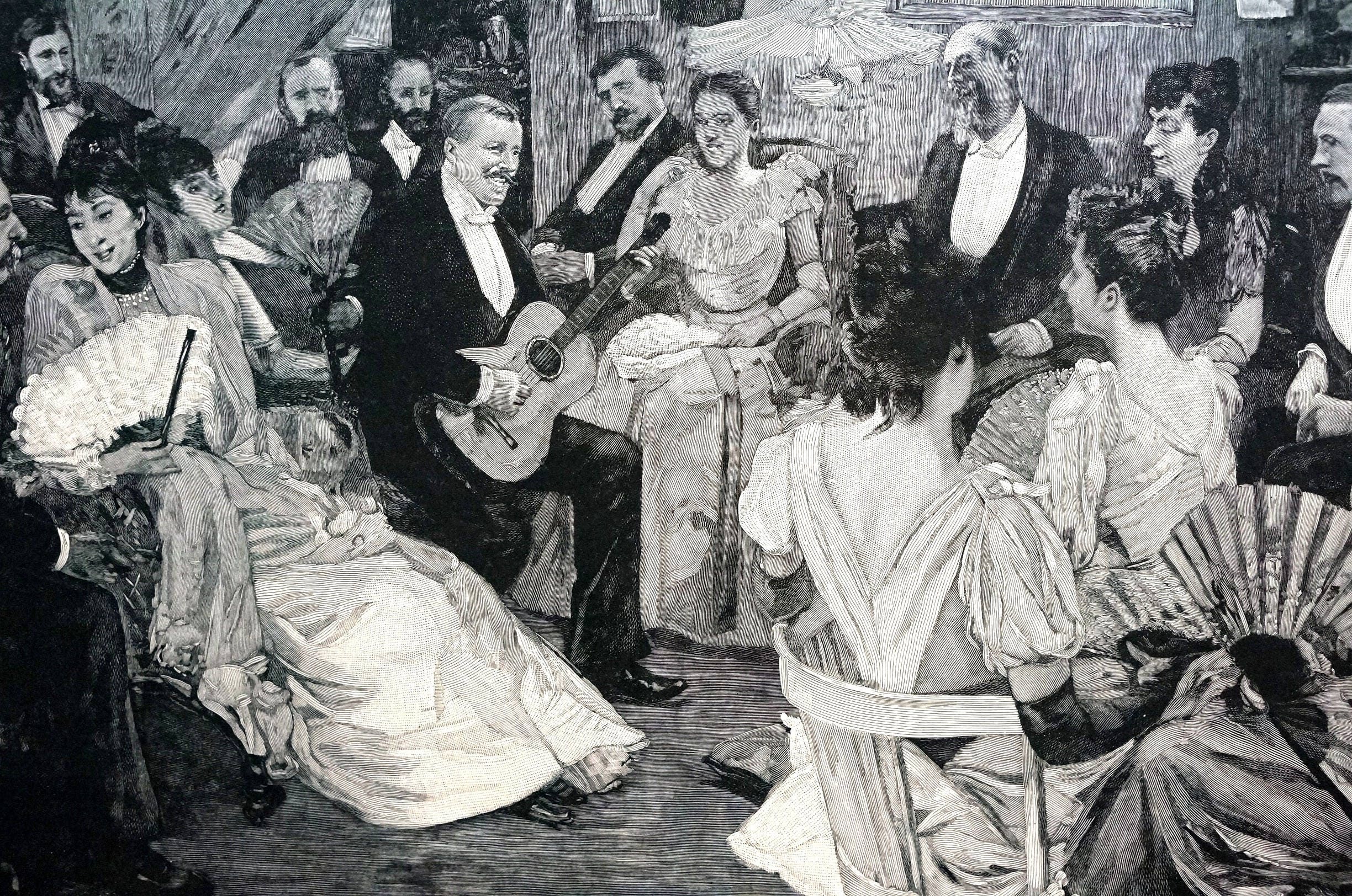 Guitar Music Player 1899 VICTORIAN PARTY MUSICAL Chason a la | Etsy