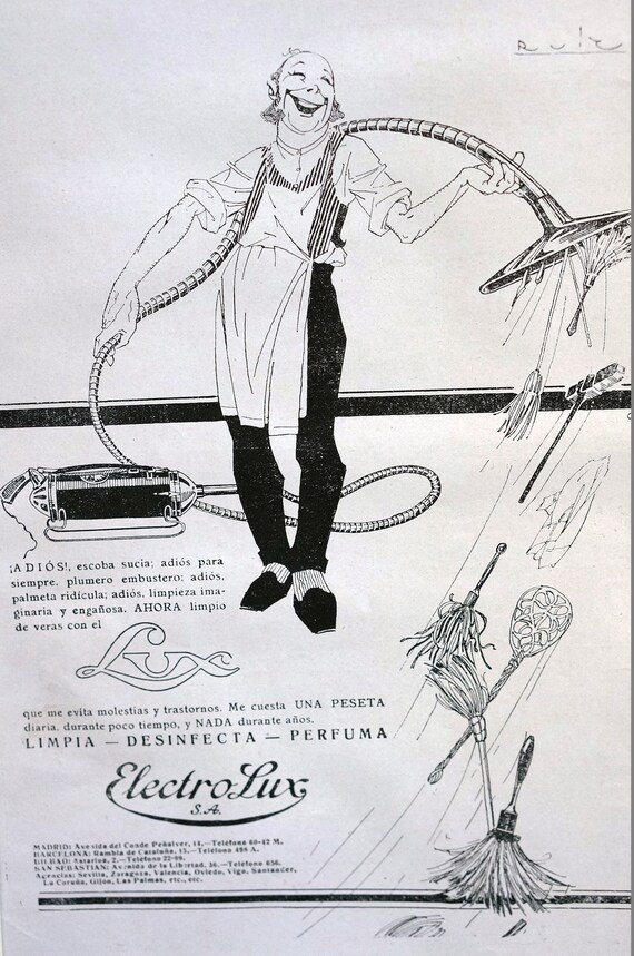 ELECTROLUX Spanish Vacuum Cleaner Ad 1926 Man Cleaning | Etsy