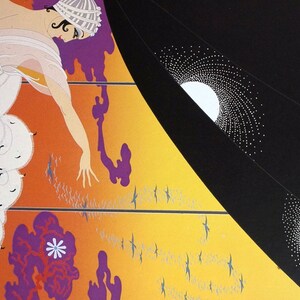 Erte 1982 COMING of SPRING Birds on Horizon Sunrise GIRL in White Night ...
